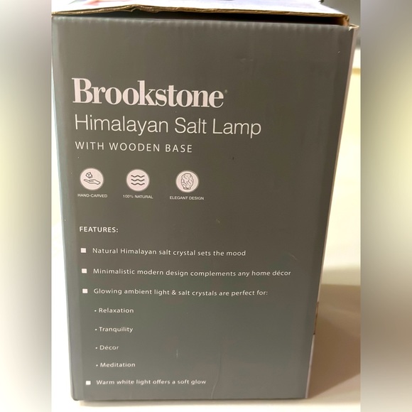 Brookstone | Other | Brookstone Himalayan Salt Lamp With Wooden Base ...